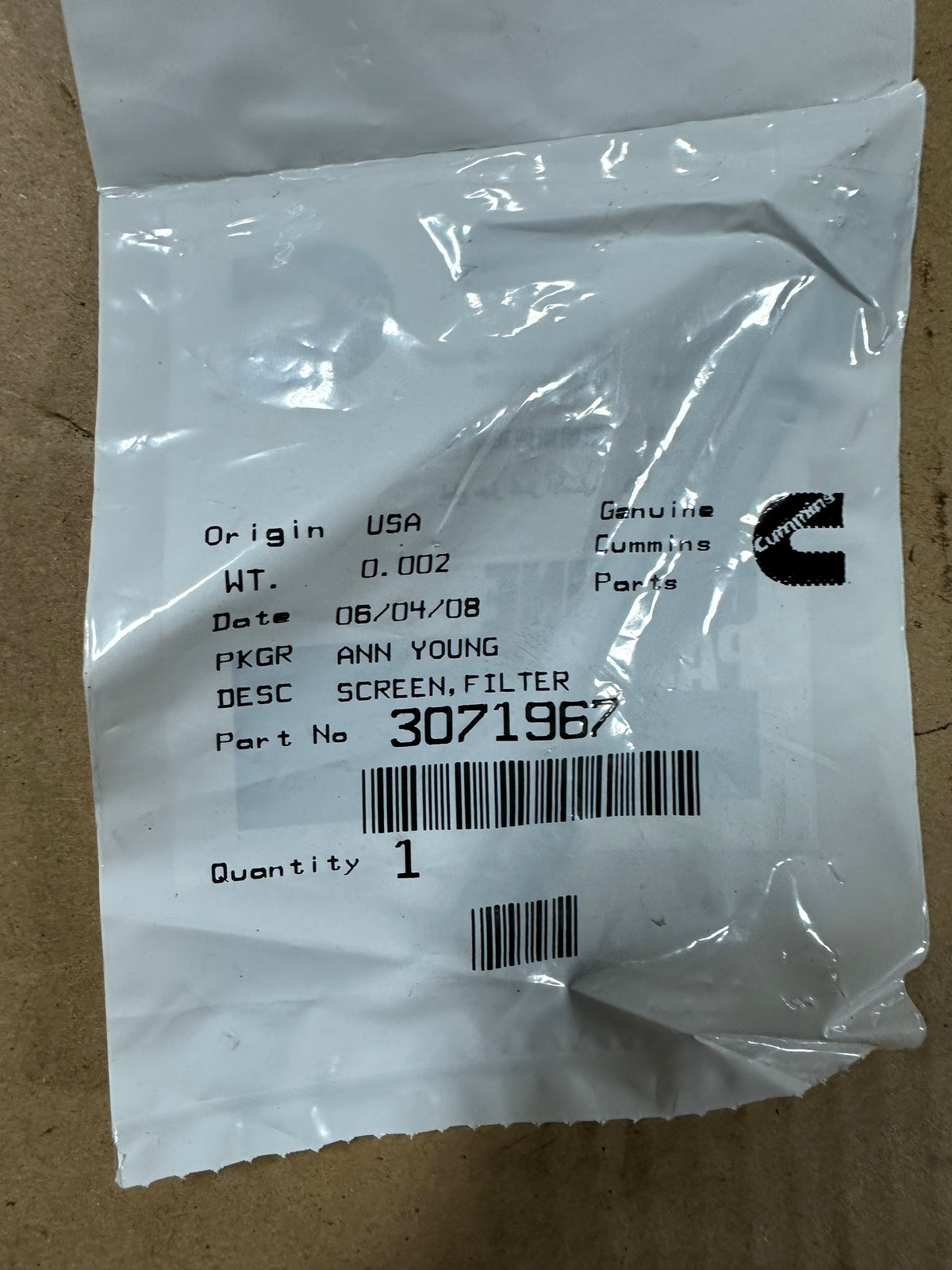 Cummins 3071967 Filter Screen New OEM Part — North Georgia Trucks and Parts