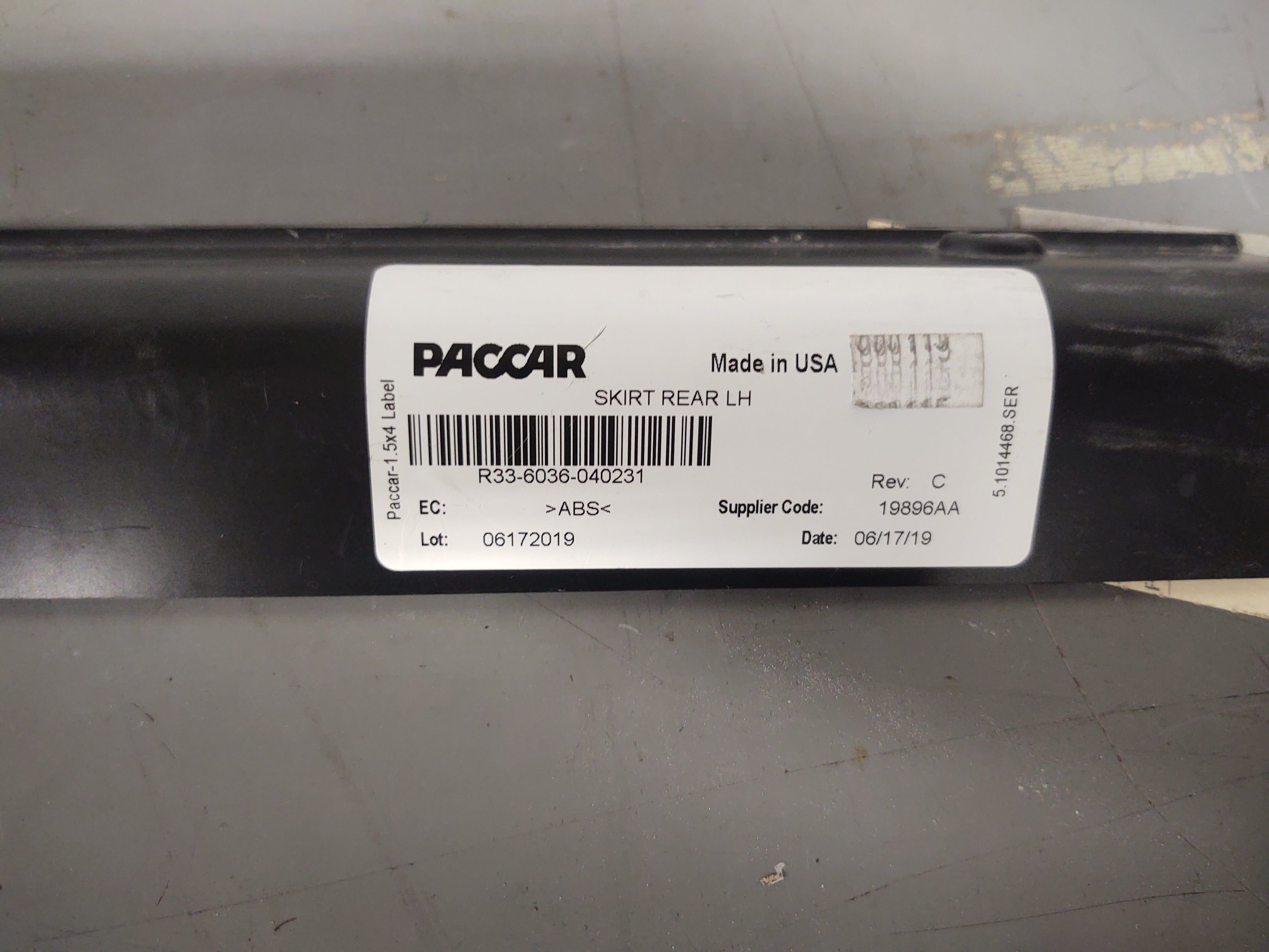 Peterbilt Paccar rear skirt left hand R33 6036 040231 New Old Stock Pa ...